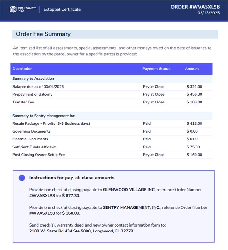 New Order Fee Summary Design – Sentry Employee Help Center